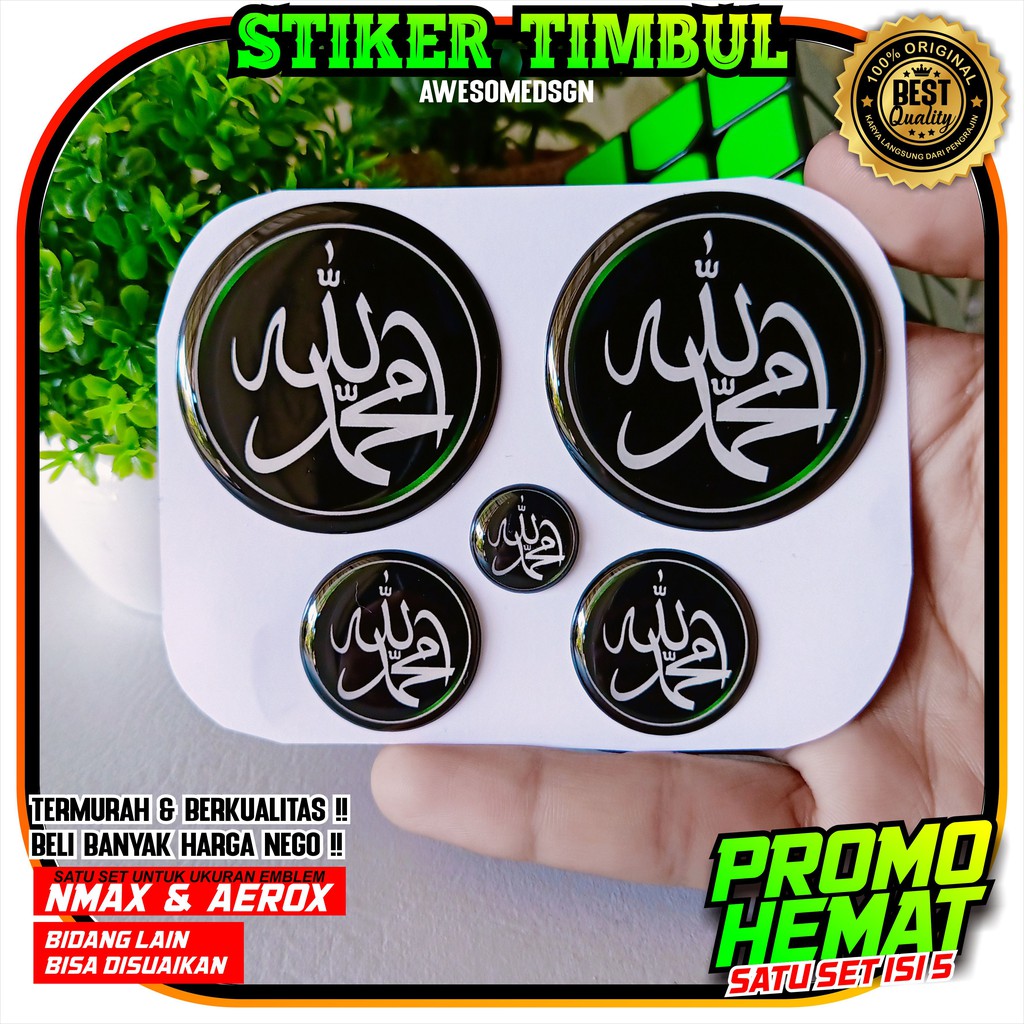 Jual stiker timbul Allah Muhammad emblem aerox dan nmax | Shopee Indonesia