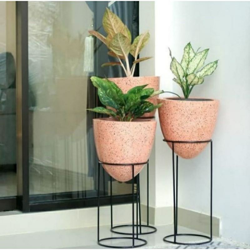 Jual tempat pot besi rak pot bunga rak bunga bentuk silinder stand pot ...