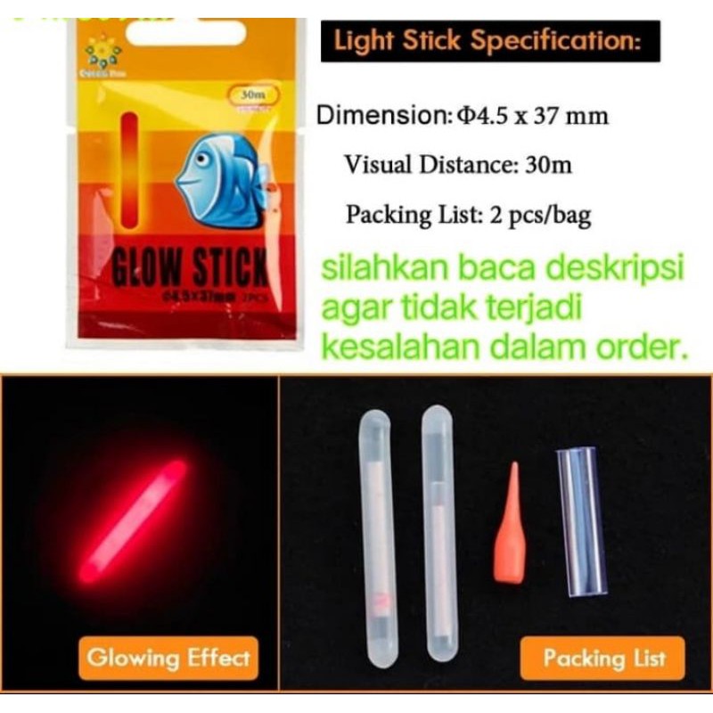 Jual starlite starlight merah fosfor pancing glow stick red fishing ...