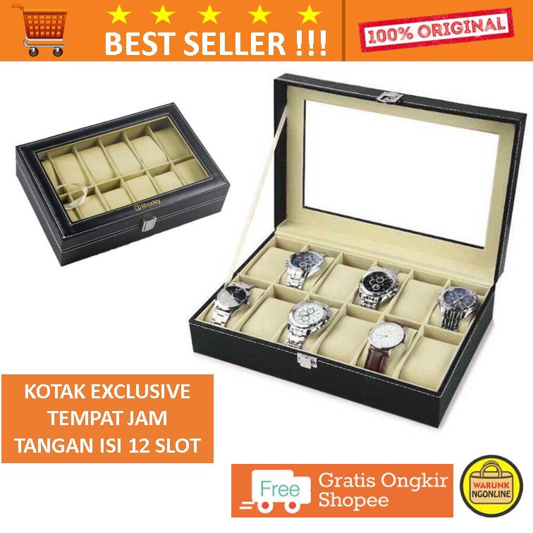 Jual Kotak box kaca tempat Jam Tangan isi 12 Slot - Z-0003 EXCLUSIVE ...