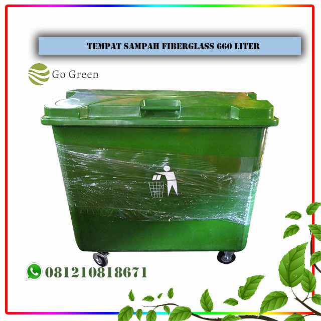 Jual Tempat sampah Fiberglass roda kapasitas 660 liter, bak sampah besar | Shopee Indonesia