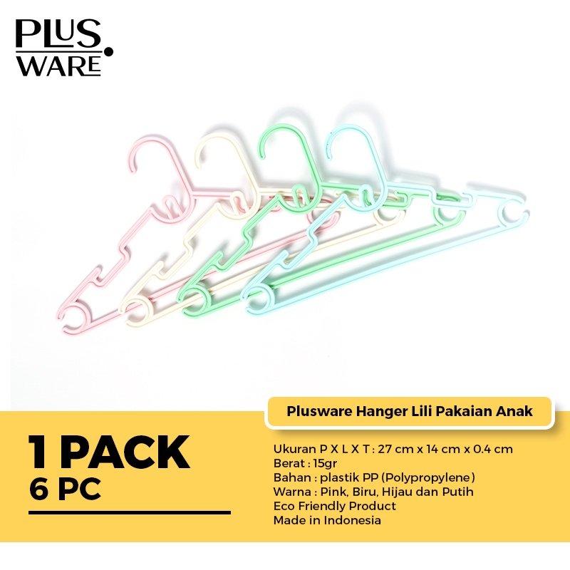 Jual Plusware Gantungan Baju Lili Hanger Anak (6pcs) - 25 cm | Shopee ...