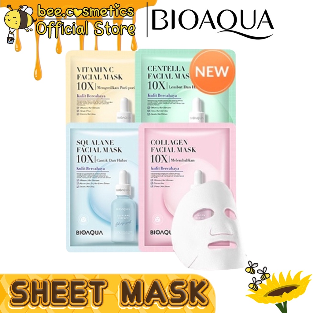 Jual BIOAQUA SHEET MASK 10X THE EFFECT MASKER WHITENING ( BLUE SQUALANE / GREEN CENTELLA / PINK ...