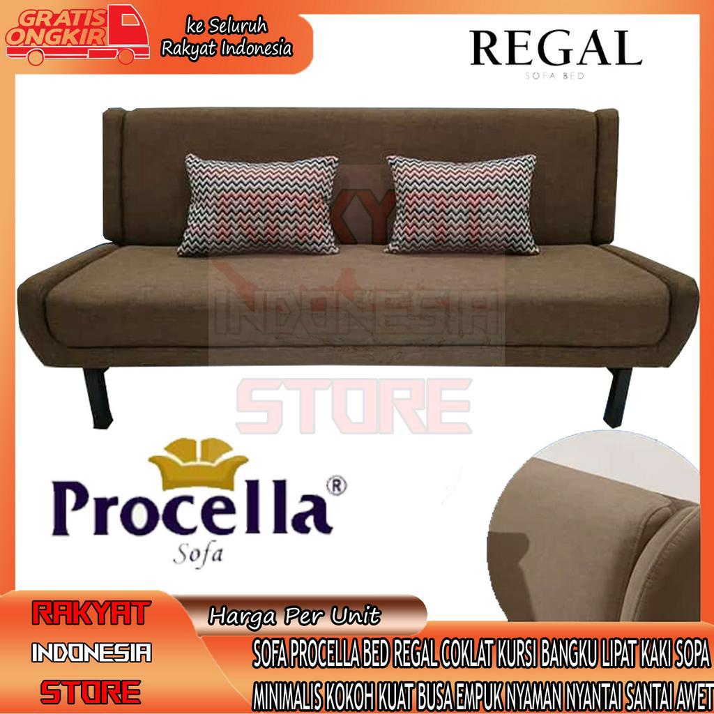 Jual [KARGO] SOFA PROCELLA BED REGAL COKLAT KURSI BANGKU LIPAT KAKI ...