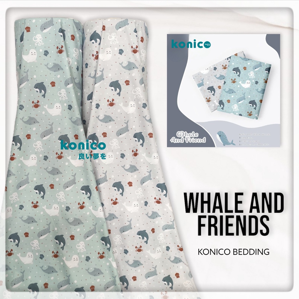 Jual KONICO Bahan Kain Sprei katun Motif tabur Anak WHALE AND FRIEND | ELBHE STAR CATRA GROW ...