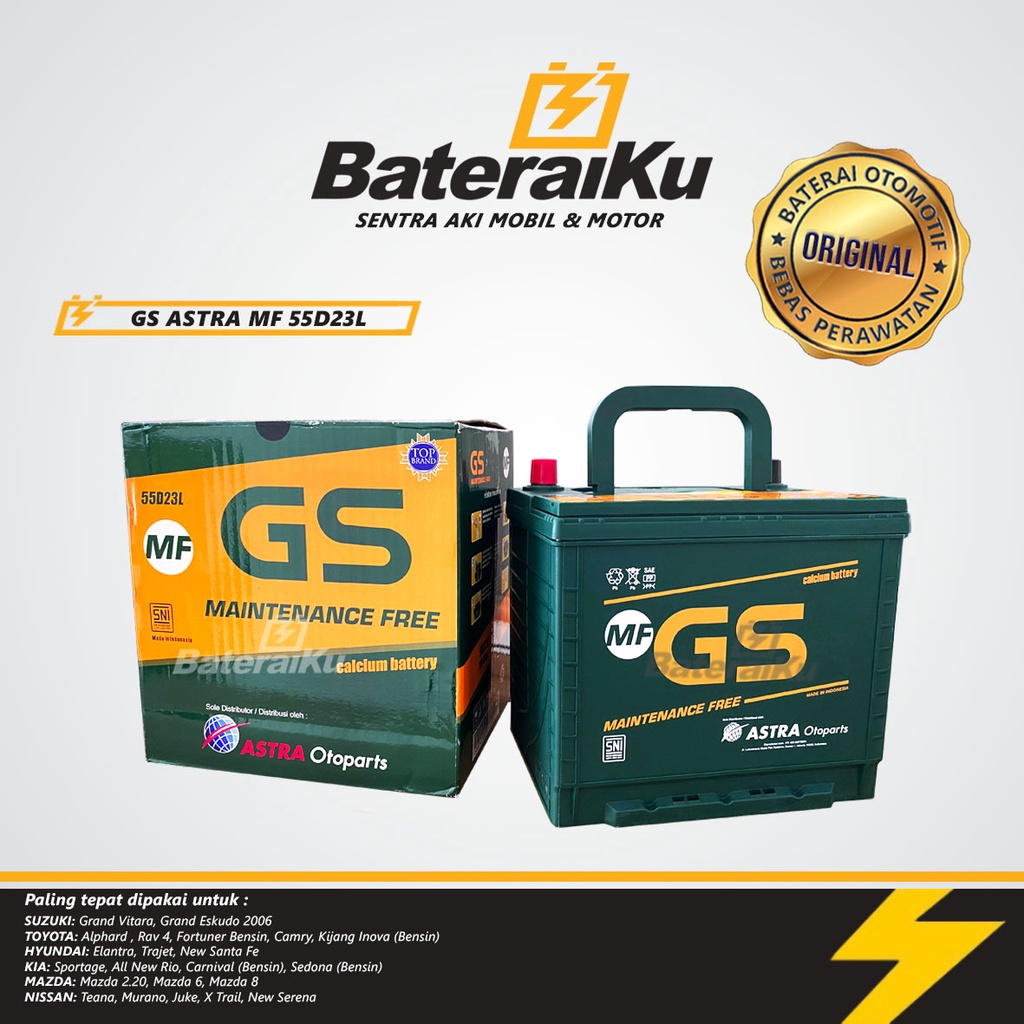 Jual JUAL AKI MOBIL GS ASTRA 55D23L AKI KERING UNTUK ALPHARD, FORTUNER, DLL | Shopee Indonesia