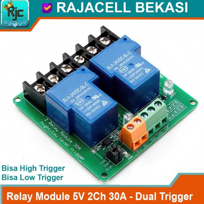 Jual ORIGINAL - Relay module Arduino 2ch 30A Input Bisa High dan Low ...