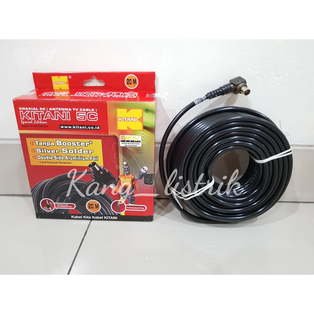 Jual Kabel Antena TV Kitani 5C + jack 20 Meter / Kabel TV Kitani 20Meter | Shopee Indonesia