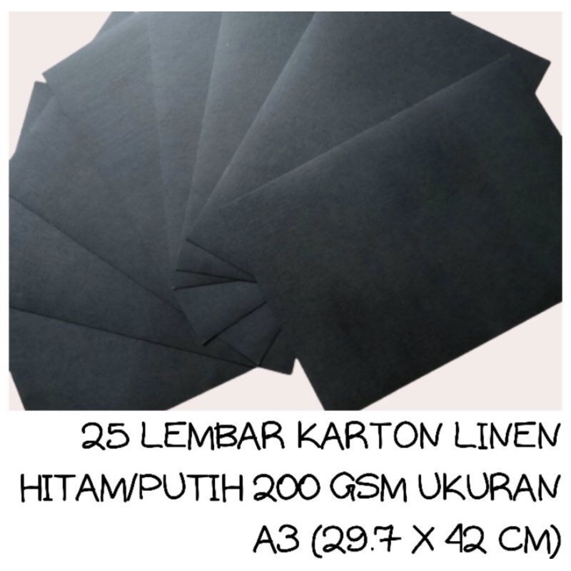Jual ISI 25 LEMBAR KARTON/KERTAS LINEN HITAM A3 200gsm | Shopee Indonesia