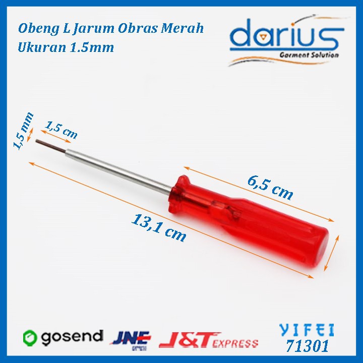 Jual Obeng Jarum Obras - overdeck(1,5mm) Warna Merah/Obeng Obras L ...