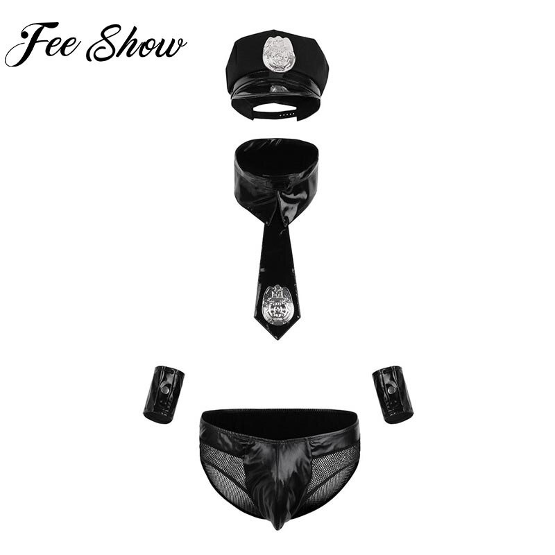 Jual Preorder Erotic Sexy Men Shiny Latex Costume Mens Leather Officer