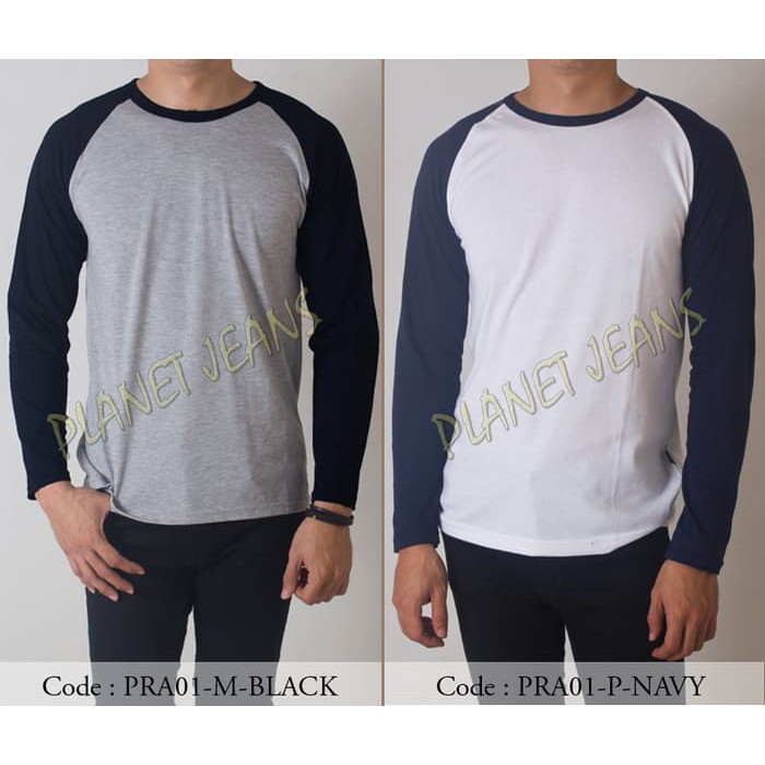 Jual Baju Kaos Polos Lengan Panjang Raglan Premium Warna Abu Misty Navy ...