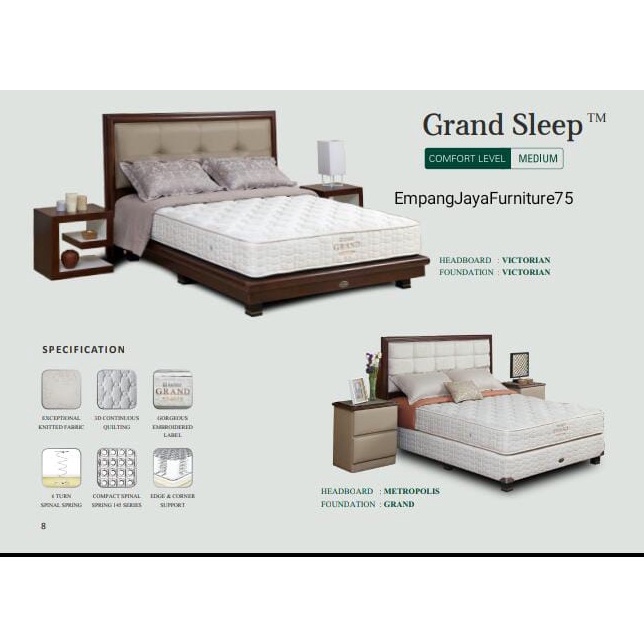 Jual Guhdo Springbed Grand Sleep 160x200 Victorian Style Full Set | Shopee Indonesia