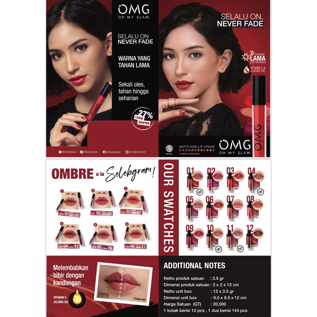 Jual ^ KYRA ^ OMG Lipcream Oh My Glam Matte Kiss Lip Cream - Netto 3.5 ...