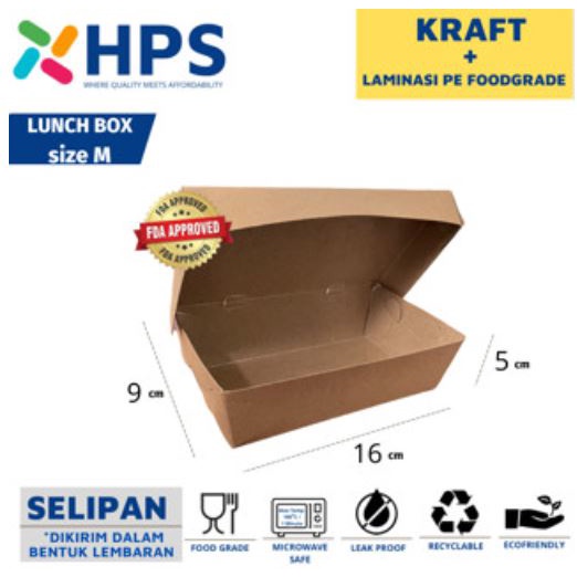 Jual Kotak Makan Kertas Kraft M LIPAT Kemasan Makanan Paper Lunch Box ...
