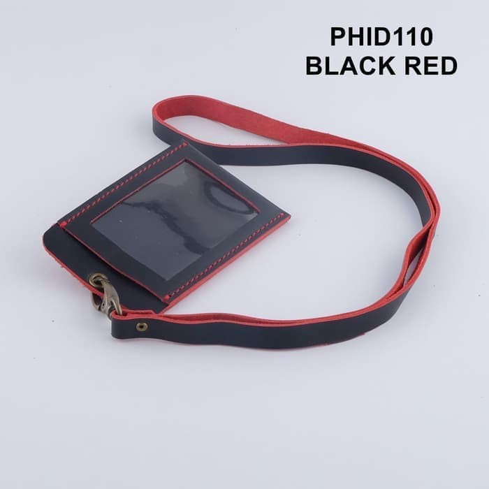Jual Gantungan ID card unik kulit asli hitam merah PHID110 ID card ...