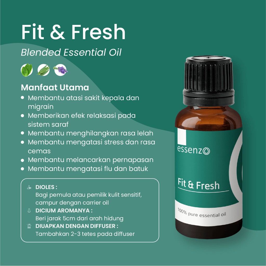 Jual Fit & Fresh Blended Essential Oil - Membantu mengatasi sakit kepala dan migrain | Shopee ...