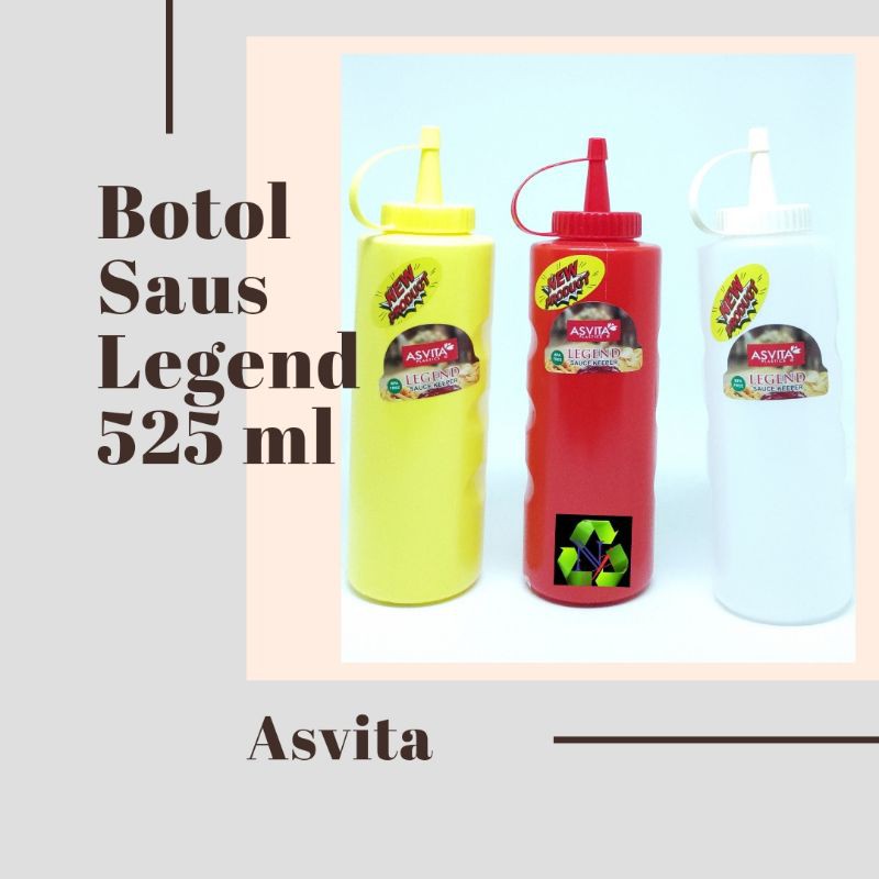 Jual BOTOL SAUS ASVITA/BOTOL KECAP/BOTOL MAYO/BOTOL SAUS LEGEND 525ML ...