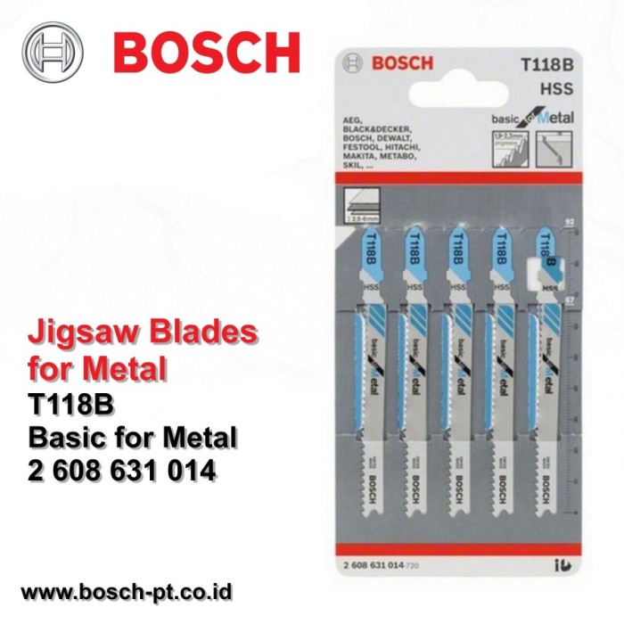 Jual Bosch Mata Jigsaw Blades Basic for Metal T118B PN 2 608 631 014 ...