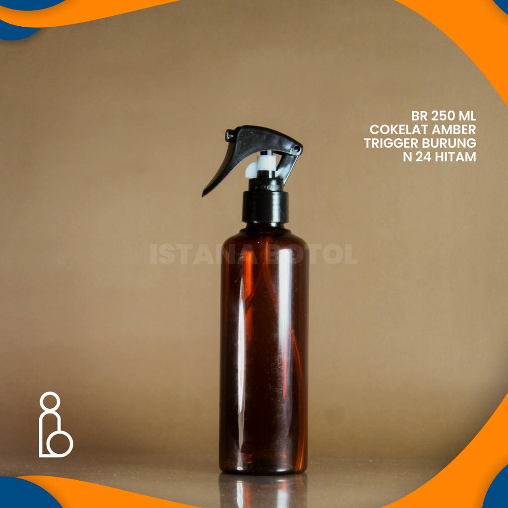 Jual BOTOL AMBER 250ML TRIGGER SPRAY / BOTOL 250 ML COKLAT AMBER SPRAY TRIGER HITAM PET SEMPROT ...