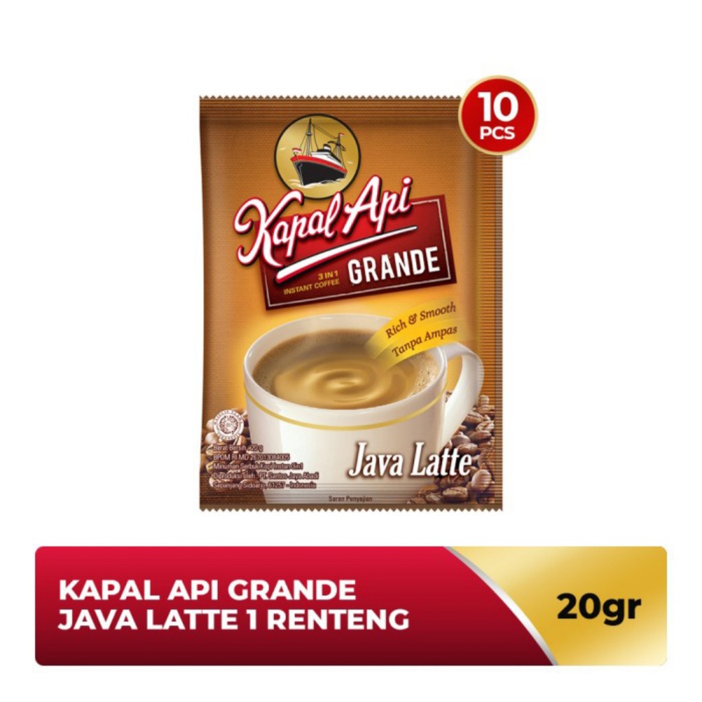 Jual Kapal Api Grande Java Latte Renteng (Isi 10 Sachet x 20 Gram ...