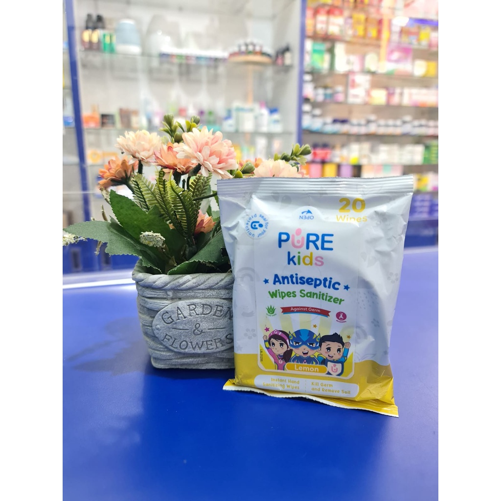 Jual Pure Kids Antiseptic Wipes Sanitizer Lemon 20s (Tissue Basah ...