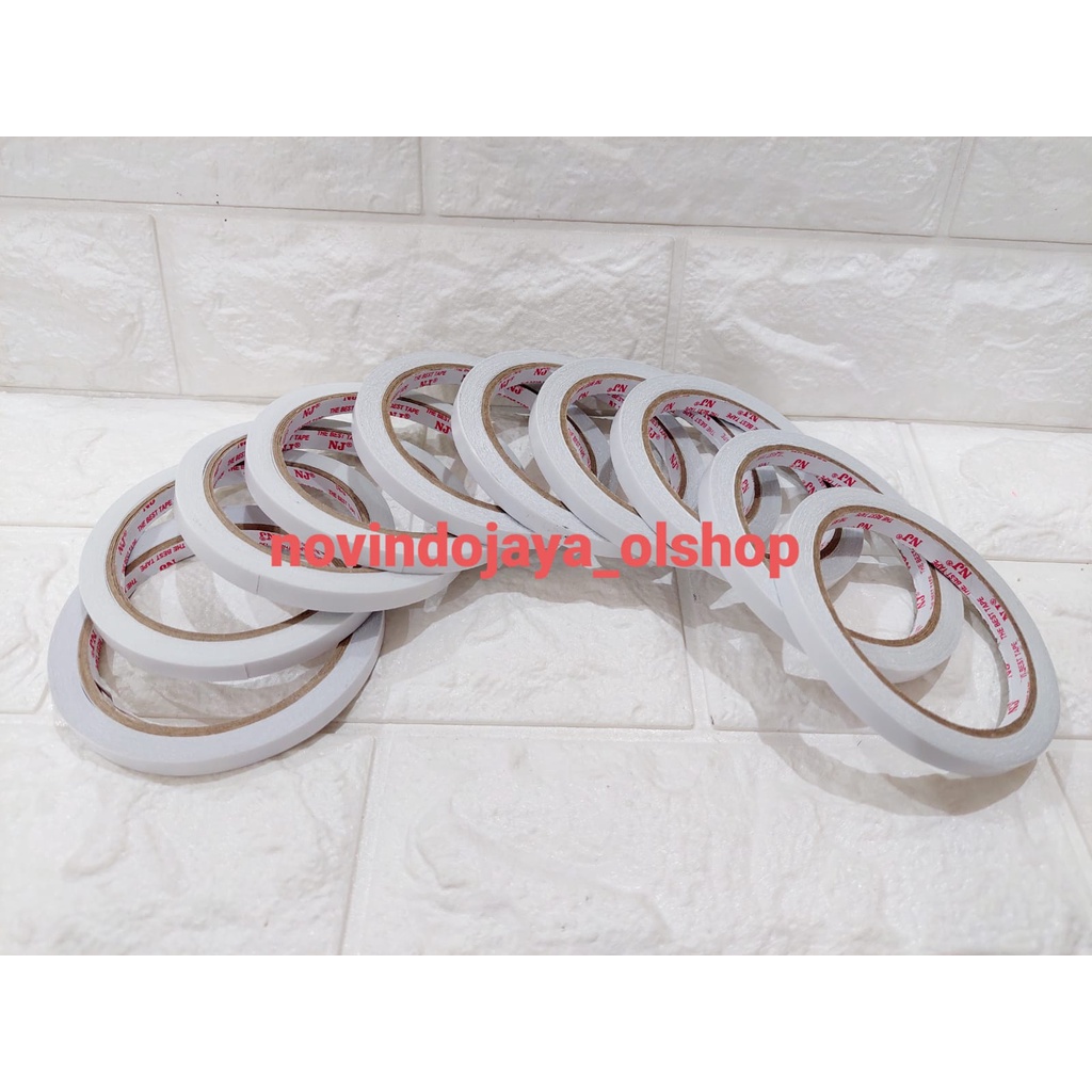 Jual double tape putih 10mm x 12 mtr merek NJ termurah | Shopee Indonesia
