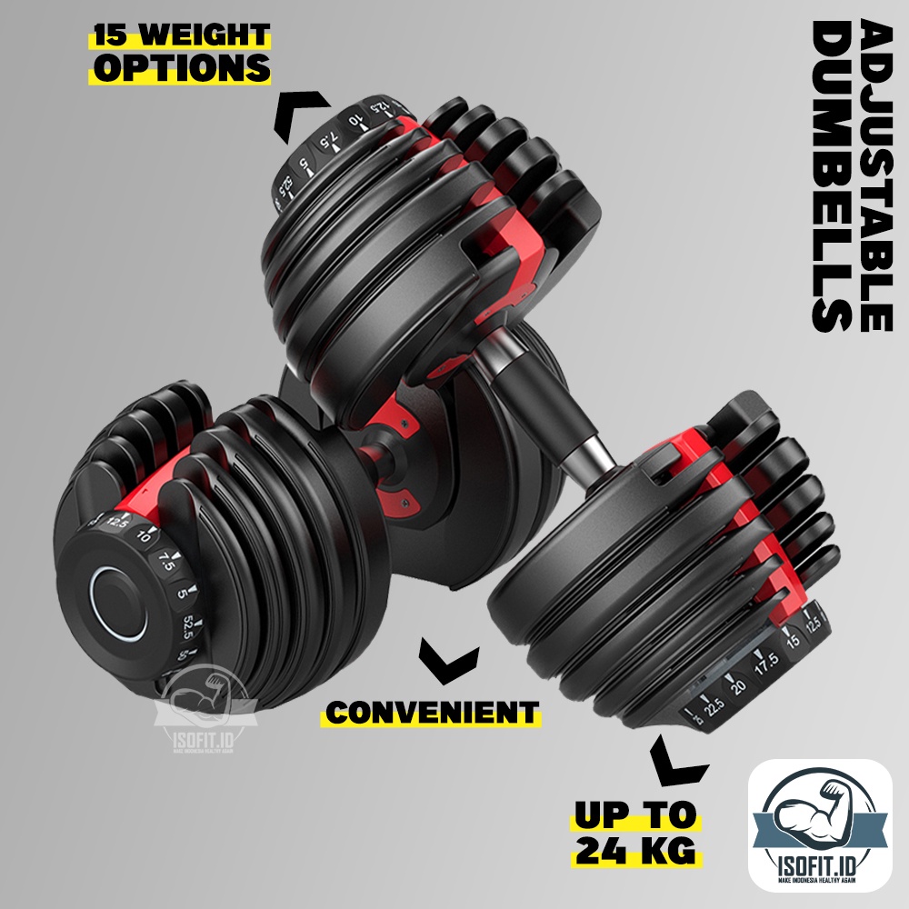 Jual Isofit.id Adjustable Dumbell Barbell / Alat Angkat Beban Set 2.5 KG - 24 KG [1 PCS ...