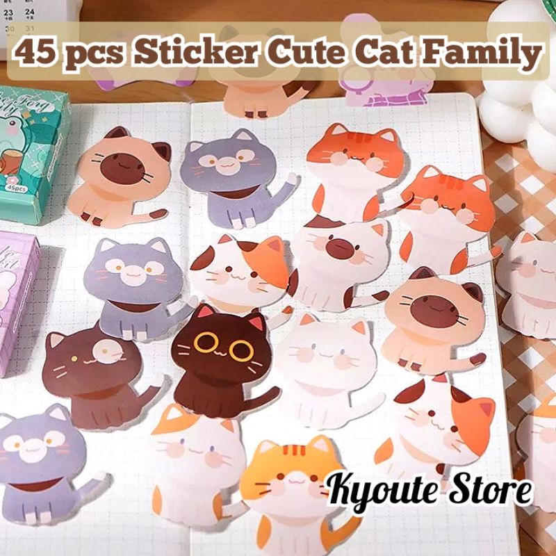 Jual 45 pcs Sticker Dekorasi Cute Cat Family Kucing Lucu Scrapbook DIY ...