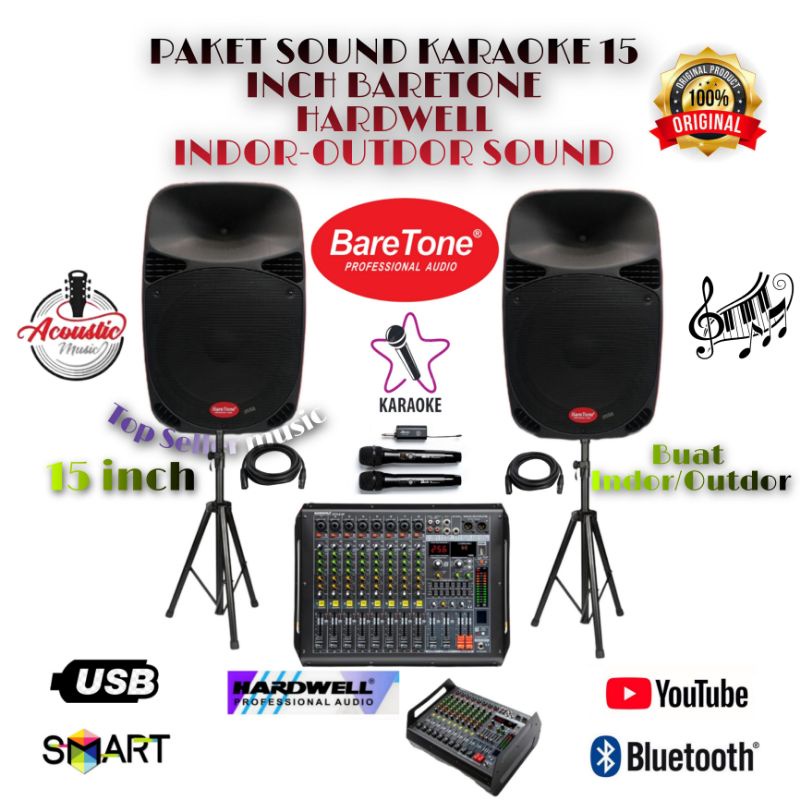 Jual PAKET SOUND SYSTEM KARAOKE SPEAKER BARETONE 15INCH MIXER POWER ...