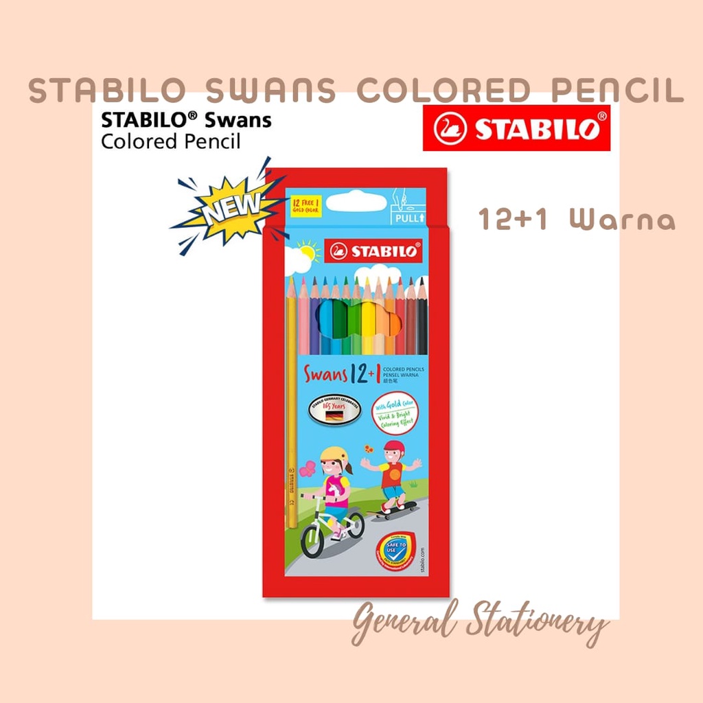 Jual Stabilo Swans Colored Pencils 12+1 Warna / Pensil Warna Stabilo 12 ...