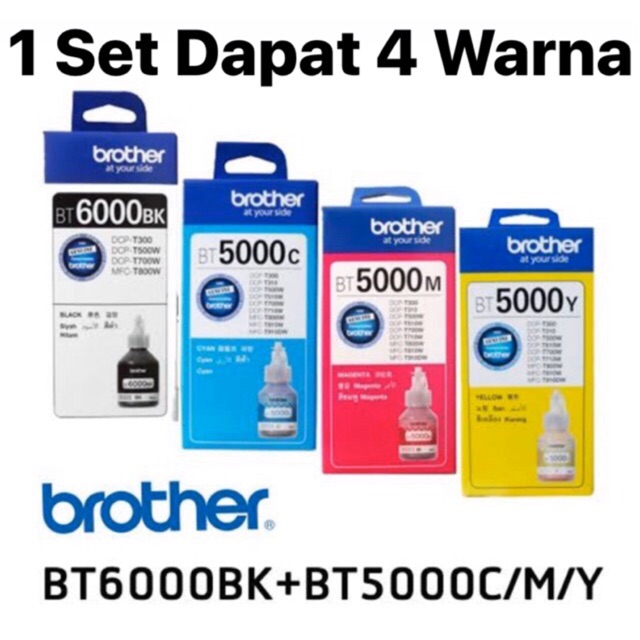 Jual Paket 1 Set Tinta Original Brother BBT 6000Bk dan BT 5000C (4 Botol) Black and Color ...