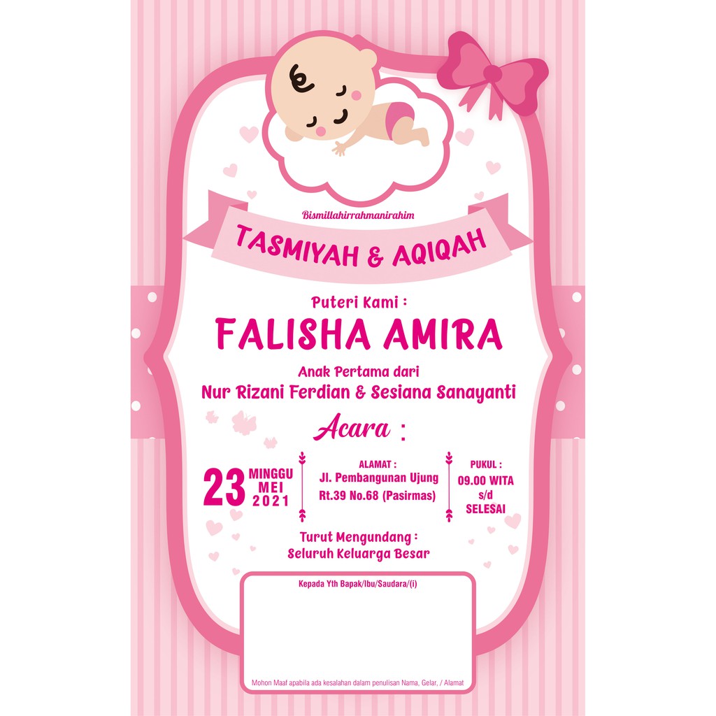 Jual TERMURAH UNDANGAN TASMIYAH / UNDANGAN ULTAH / UNDANGAN ACARA ...