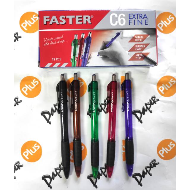 Jual Pulpen / Ballpoint FASTER C6 Tektok(12pcs) | Shopee Indonesia