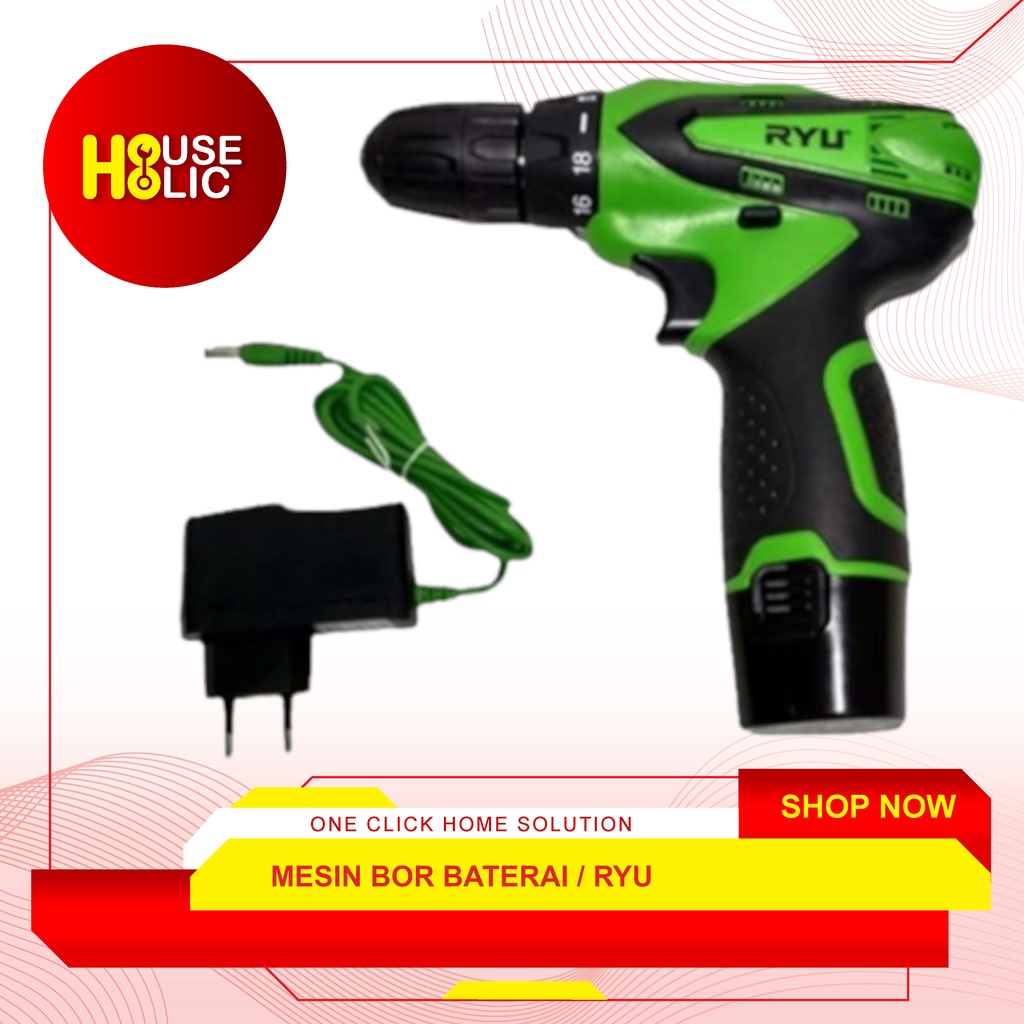 Jual RYU Mesin Bor Baterai Besi Kayu 12 Volt / Bor Cordless Drill ...