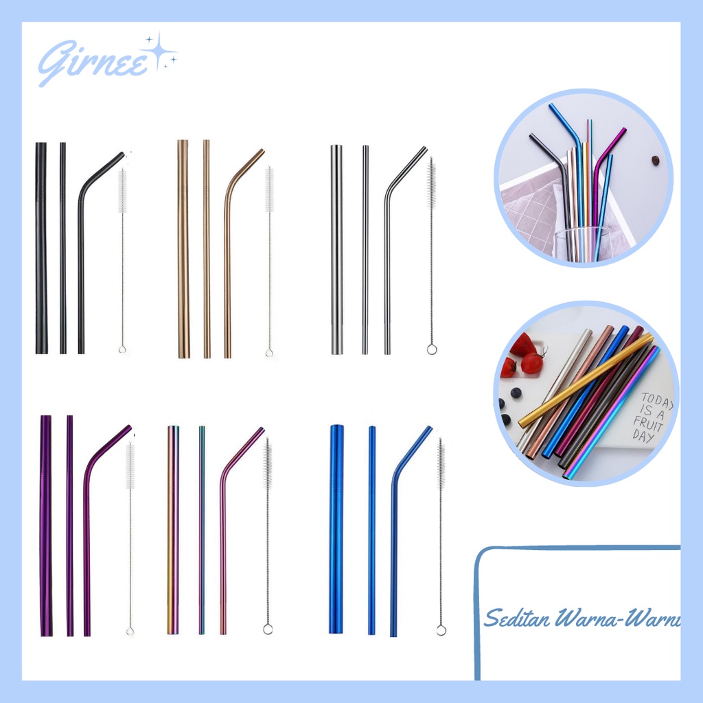 Jual Sedotan Warna Warni/Colorfull Drink Straw/Sedotan Stainless Ecer ...