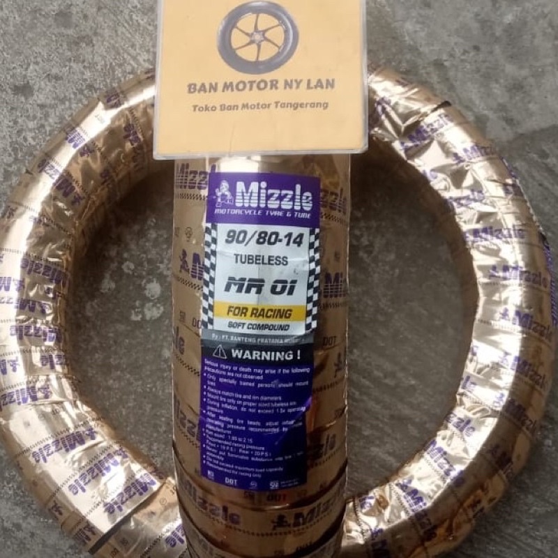 Jual Ban Motor Mizzle MR01 Soft Compound 90/80-14 Tubeless FREE PENTIL ...