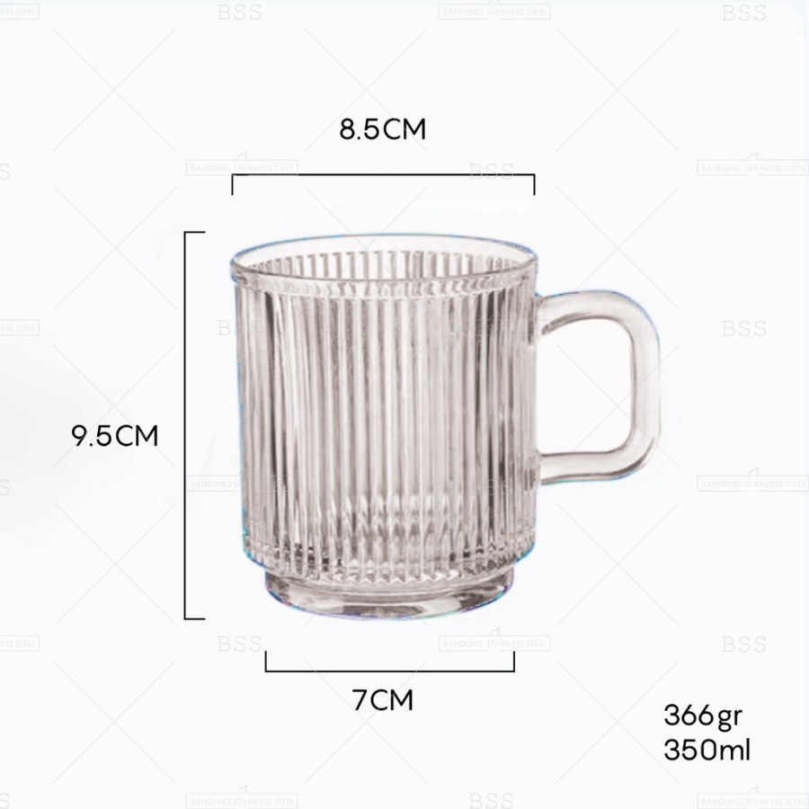 Jual Mug Kaca Minum Ripple Cangkir Gelas Kaca 350ML Glass Kopi Jus ...