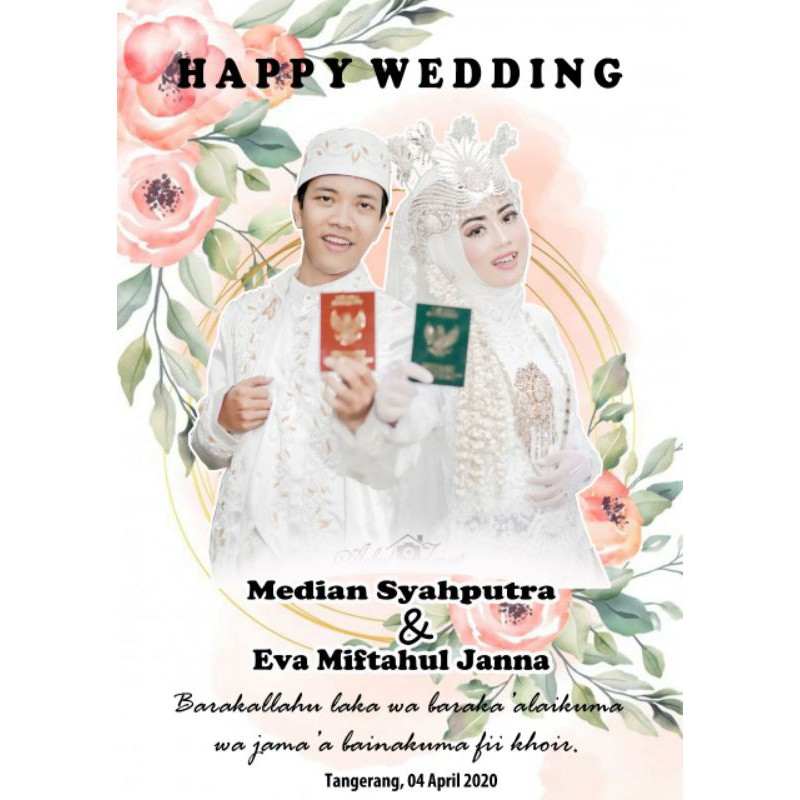 Jual Bingkai A4 sekaligus edit Happy wedding/graduation/birthday ...