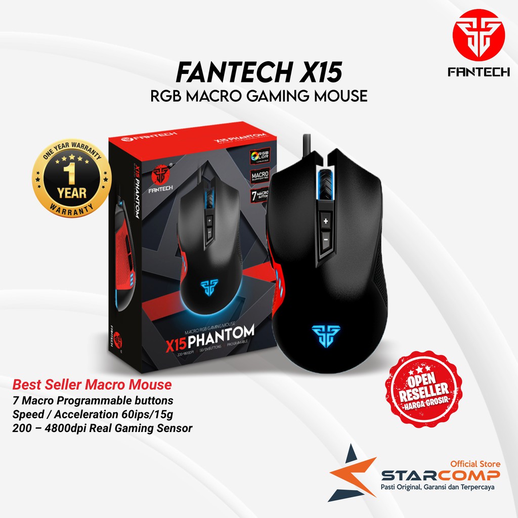 Jual Mouse FANTECH X15 PHANTOM Gaming Mouse RGB Macro | Shopee Indonesia