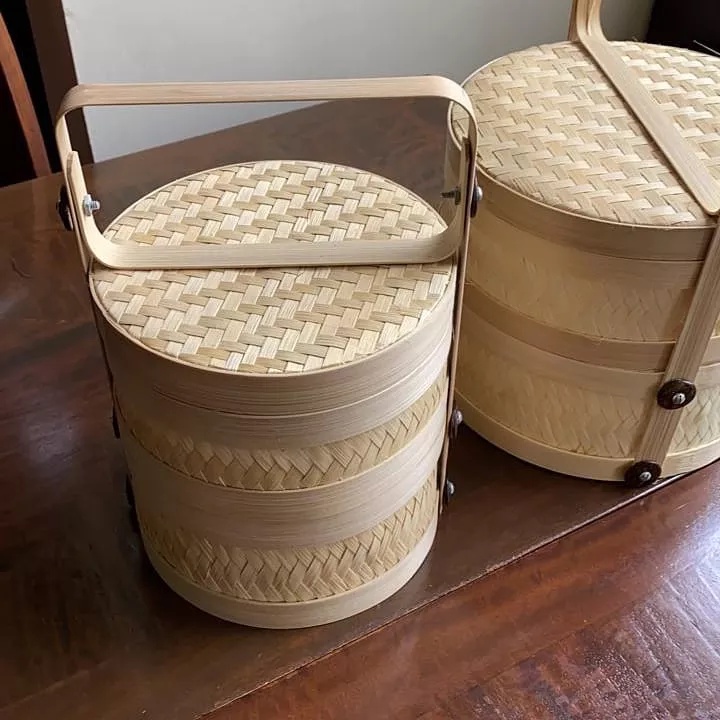 Jual Rantang bambu bulat hampers susun keranjang anyaman bundar natural ...