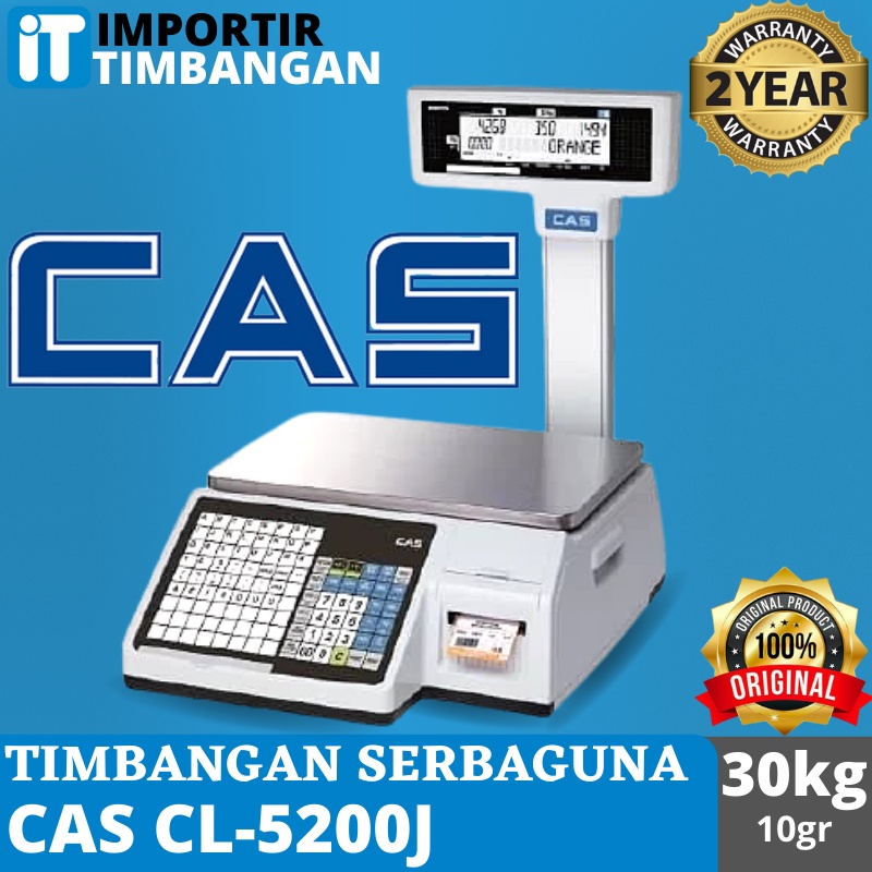 Jual Timbangan Digital Print Label CAS CL-5200J Warung Sembako Toko Beras Mall Buah Telur ...