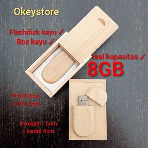 Jual FLASHDISK 8GB KAYU OVAL + BOX KAYU SLIDE REAL KAPASITAS | Shopee Indonesia