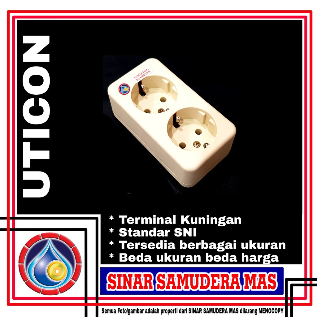 Jual UTICON Stop Kontak 2 Lubang - Terminal UTICON - Stopkontak ...