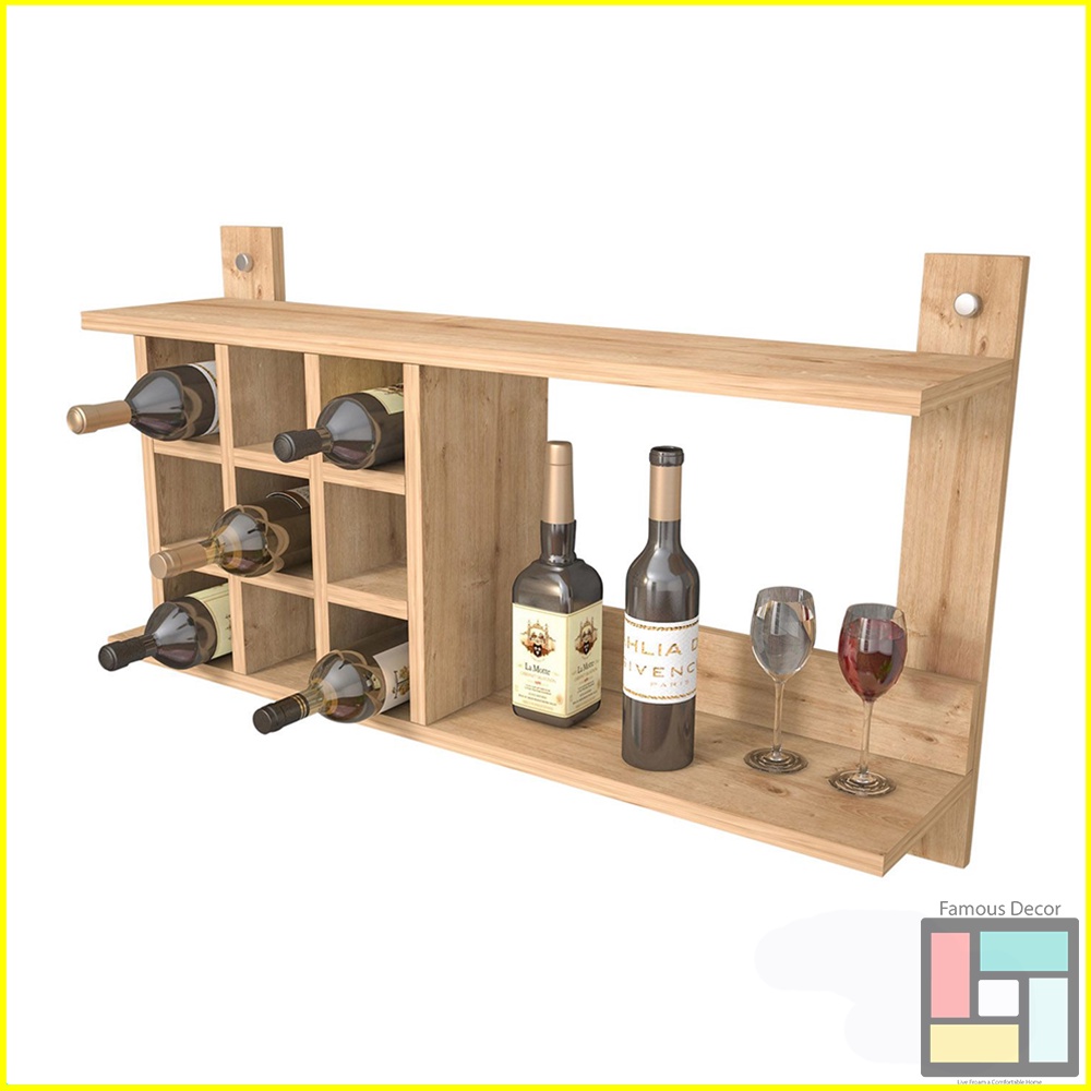 Jual Rak Kayu Botol Wine Tempel Dingding Hiasan Dinding Dekorasi Bar ...