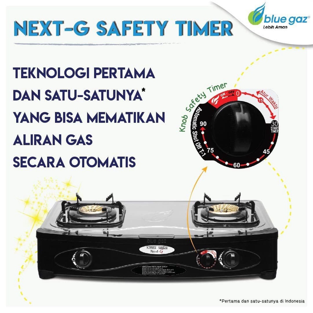 Jual Kompor Blue Gaz Next-G Safety Timer 2 tungku - Hitam Garansi Resmi ...