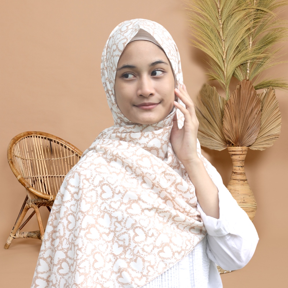 Jual Hijab Pashmina Denim Motif Love | Shopee Indonesia