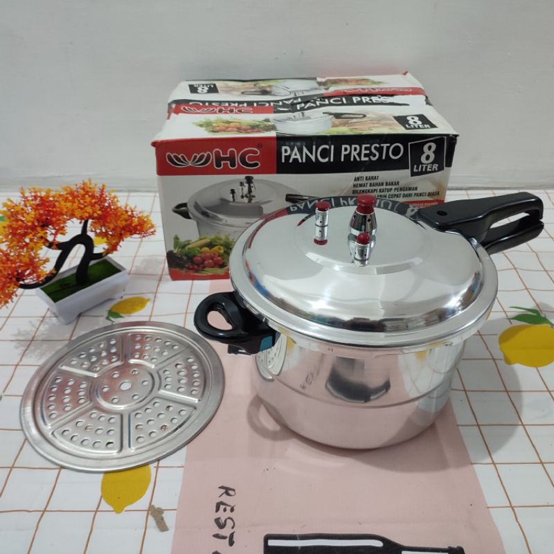 Jual Panci Presto 8 Liter - Pressure Cooker +Steamer / Kukusan 8 Liter - HC | Shopee Indonesia