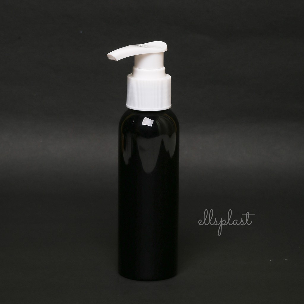 Jual BOTOL PUMP 100 ML / BOTOL PET 100 HITAM TUTUP PUMP PUTIH | Shopee Indonesia