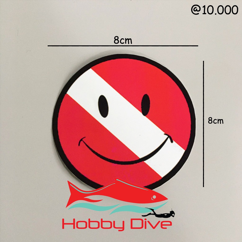 Jual Sticker Smiley Face Dive Flag Accessories Sticker Diving HD-048 ...